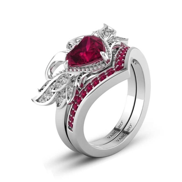 Van Caro | Jewelry | Sterling Silver Ruby Swan Wedding Set | Poshmark